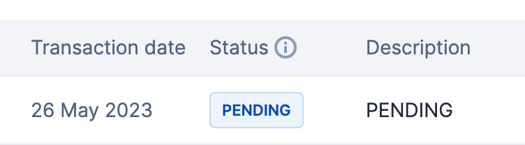 Pending transactions